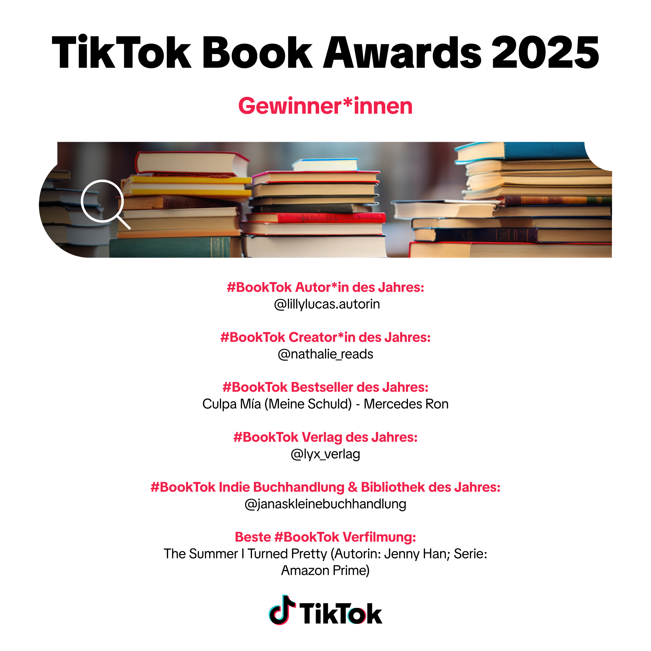 Die TikTok Book Awards 2025 – Mercedes Ron, Lilly Lucas und @nathalie ...